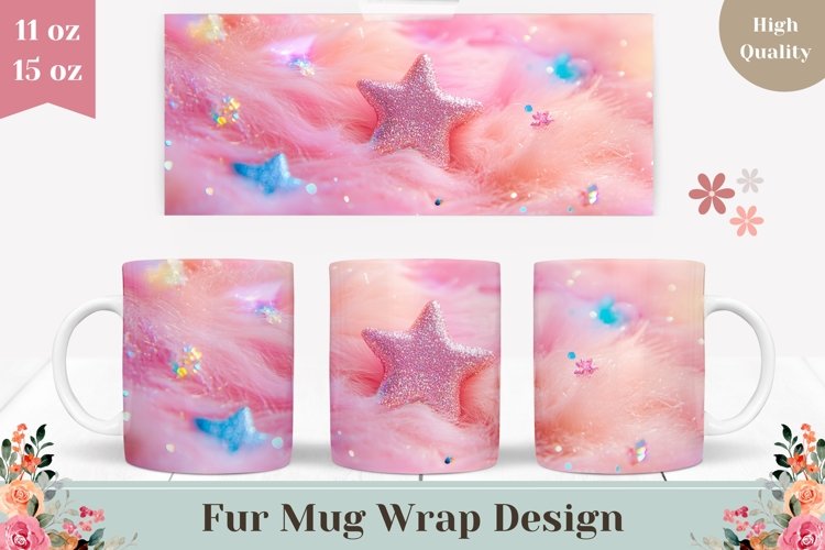 Pink Fur Mug Wrap Design, Pink Glitter Mug (5152400)