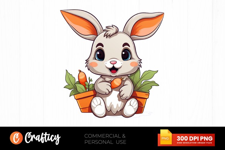 Watercolor Cute Bunny Clipart PNG