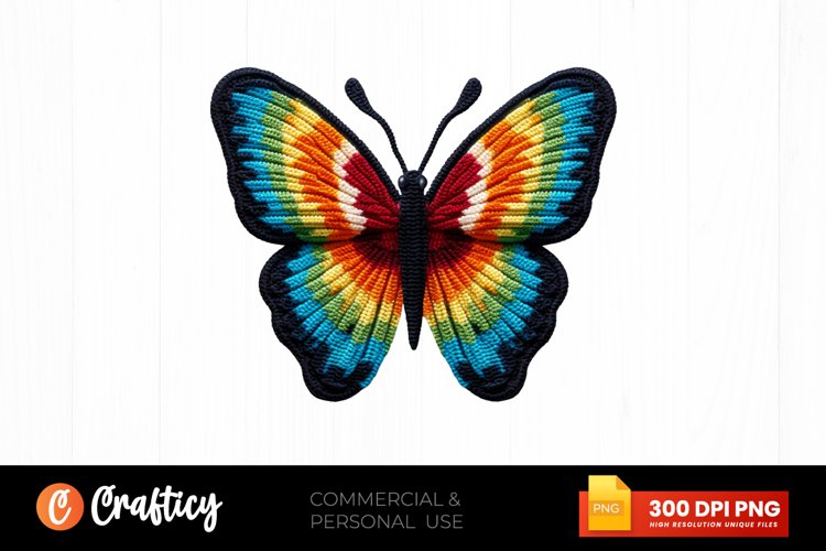 Easter Knitted Butterfly Clipart PNG