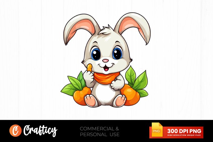Watercolor Cute Bunny Clipart PNG