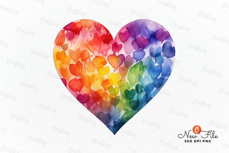 Rainbow Heart Watercolor Clipart PNG (3087850)