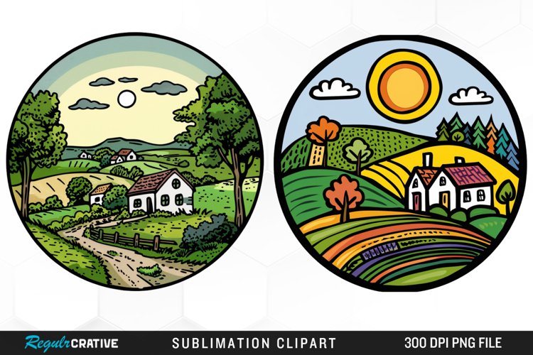 Watercolor Countryside Artwork Clipart