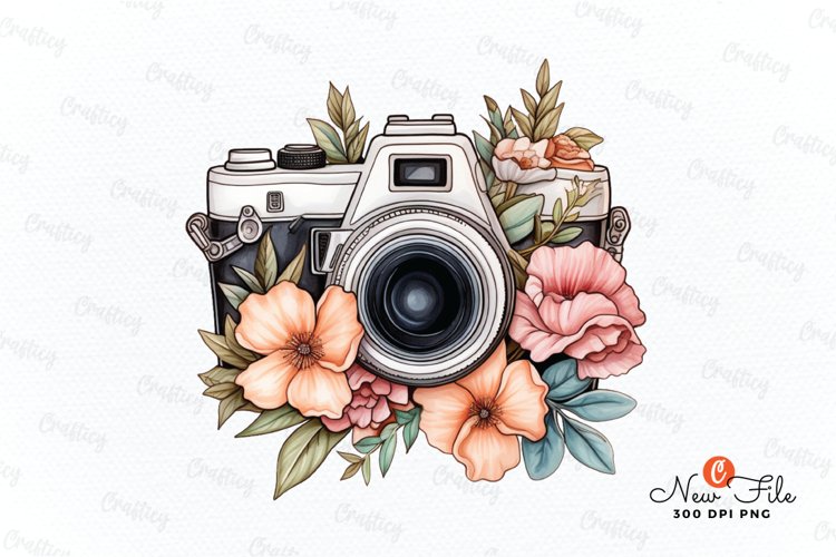 Floral Camera Stickers PNG (3090114)