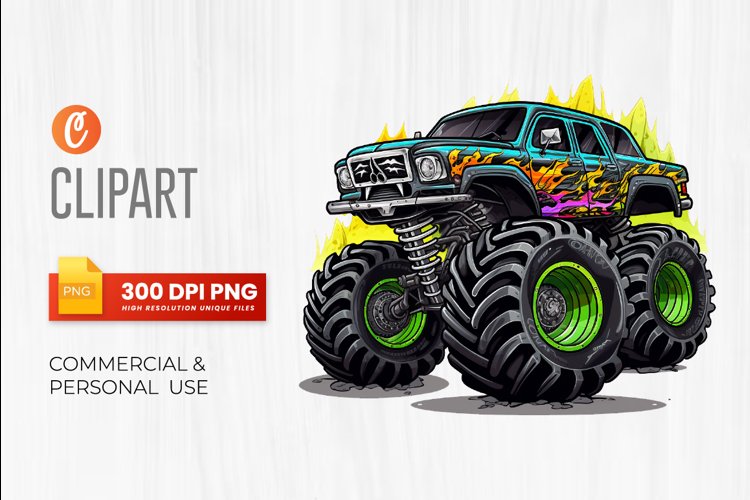 Monster Trucks Clipart | Design Bundles