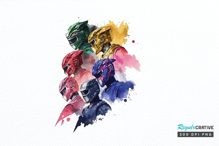 Watercolor Power Rangers PNG Clipart