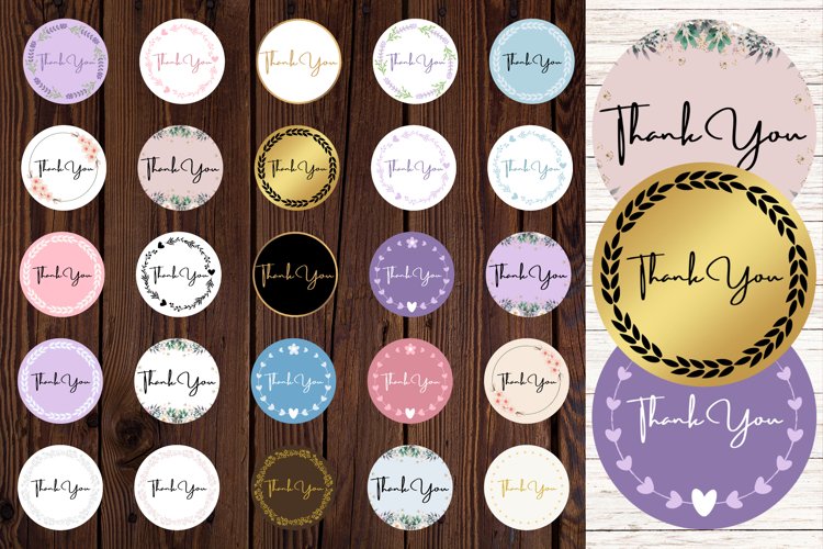 Thank You For Round Label Stickers Bundle