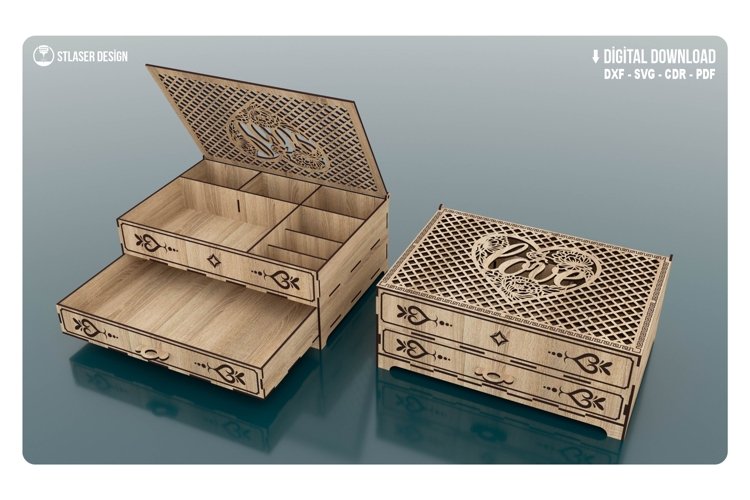 Laser Cut Wood Chest Of Drawers Jewelry Box Svg (2336659)