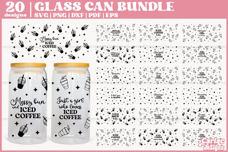 Iced Coffee Can Glass Wrap Bundle | Coffee Glass Can Wrap