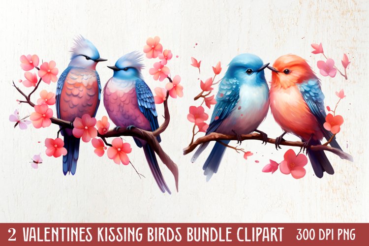 Breeds of Valentine Kissing Birds Bundle, Birds Clipart