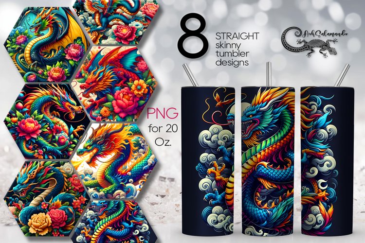 Chinese dragon | Skinny tumbler sublimation design bundle