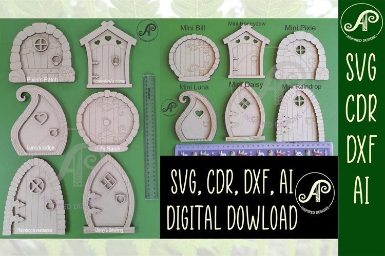 Fairy Doors Laser Cut File Two Layer Design SVG 2560843 Fairy Doors Laser Cut File Two Layer Design SVG 2560843