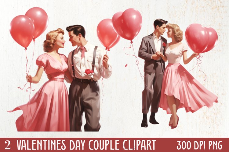 Valentines Day Couple Clipart Bundle, Valentines Day Couple