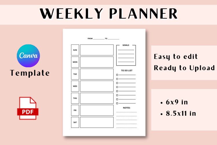 Weekly Planner Canva Template KDP Interior (2043931) | Canva Templates ...
