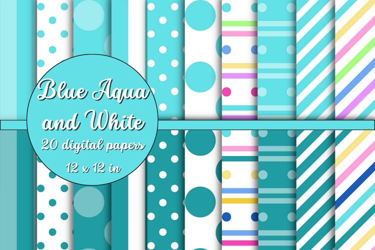 blue aqua and white digital papers