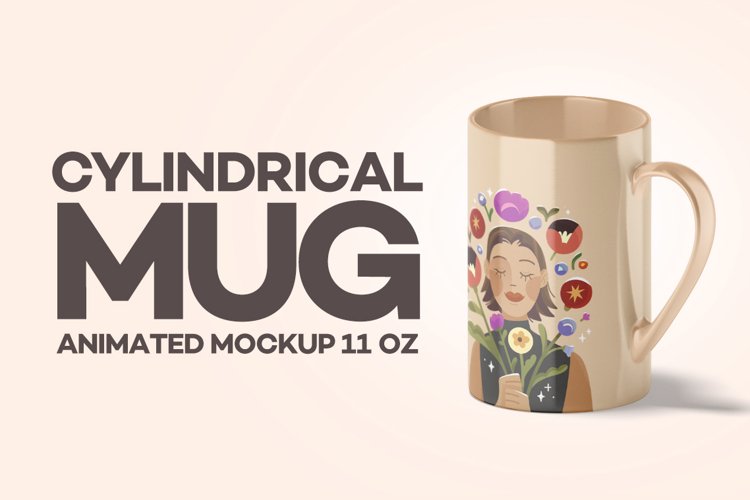Cylindrical Mug Animated Mockup 11oz