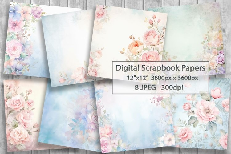 Watercolor Floral Backgrounds. Digital (2734230)
