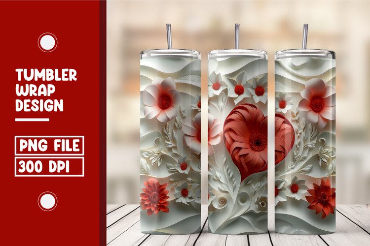 Heart Flower Tumbler Wrap Design (4373869)