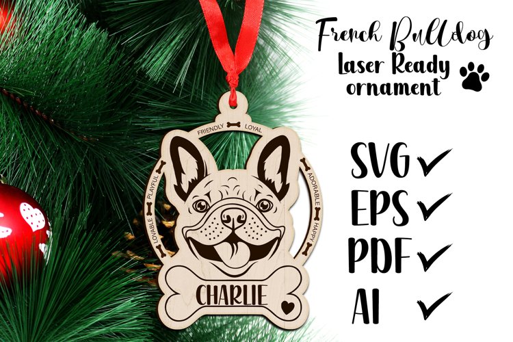 French Bulldog laser cut Ornament
