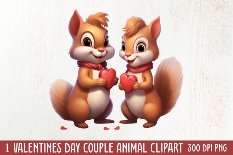 Couple Animal Valentines Day Clipart Bundle, Couple Animal