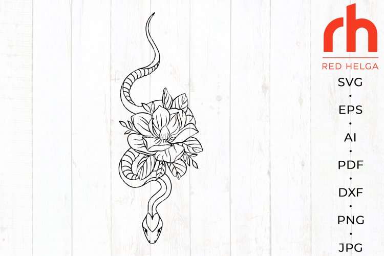 Floral snake svg, Flower snake svg, Snake with magnolias svg (1440102 ...