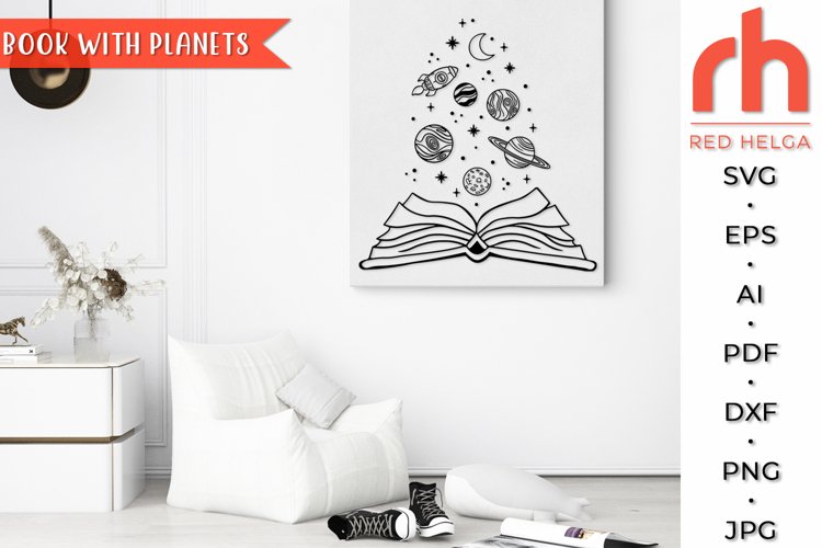 Book with Planets SVG - Reading Space Cut File