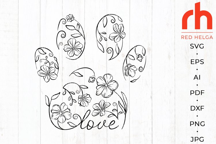 Floral paw svg - Flower paw svg - Pet lover svg - Dog lover (1453934 ...