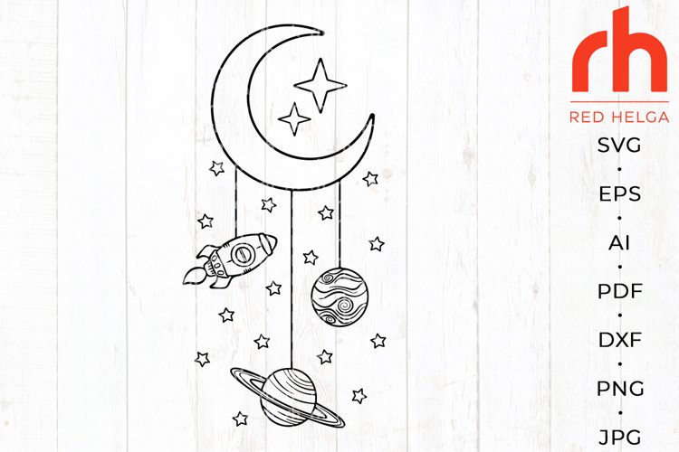 Moon with planets svg, Moon with rocket svg, Moon with stars (1458950 ...