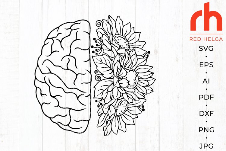 Floral brain svg - Mental health svg - Sunflower brain svg (1515226 ...