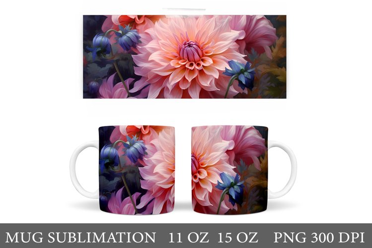 3D Flowers Mug Wrap. 3D Garden Flowers Mug Sublimation