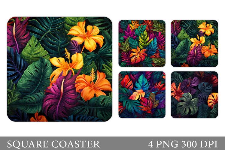 3D Tropical Leaves Coaster. Tropical Leaves Square (2652047)