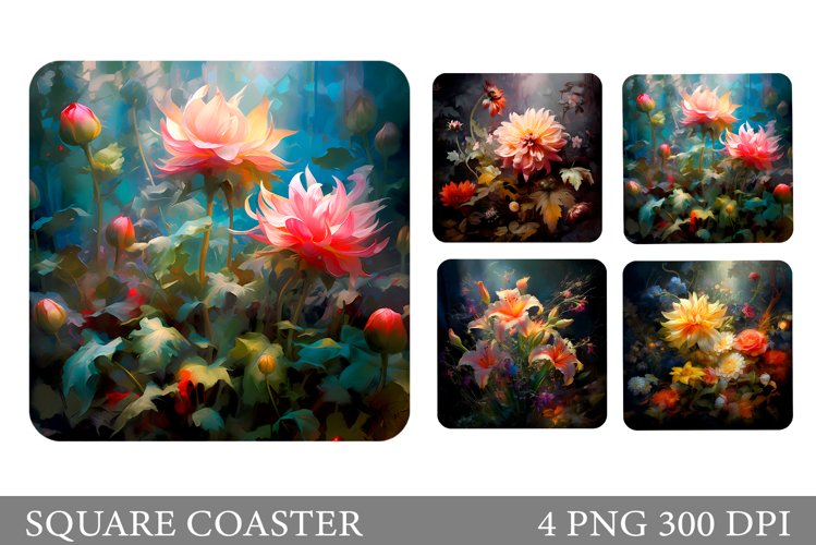 3D Flowers Square Coaster. 3D Flowers Coaster (2596653)