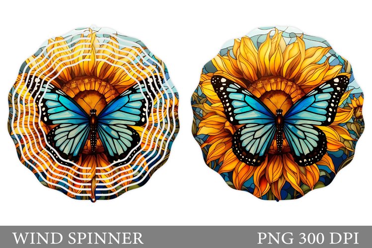 Butterfly Wind Spinner. Butterflies Sunflowers Wind Spinner