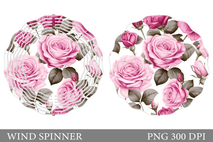 3D Rose Spinner Sublimation. 3D Flowers Wind Spinner Design