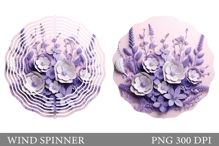 3D Flowers Wind Spinner Sublimation. Flowers Spinner Design