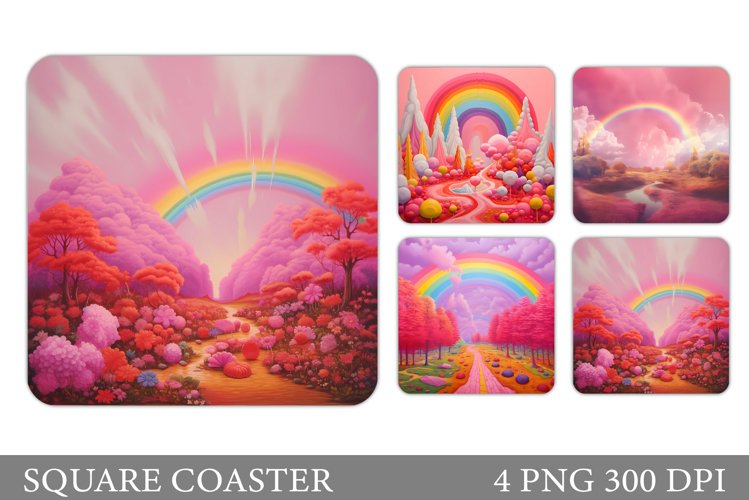 Rainbow Coaster Sublimation. Rainbow Square Coaster Desing