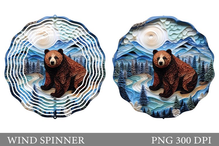 Bear Wind Spinner Sublimation. Paper Bear Spinner Design