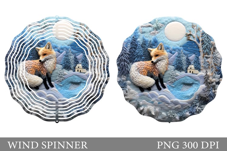 Fox Spinner Sublimation. Fox Winter Wind Spinner Design
