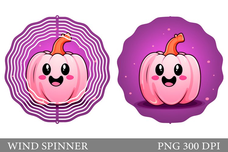 Pink Pumpkin Spinner. Cute Pumpkin Halloween Wind Spinner