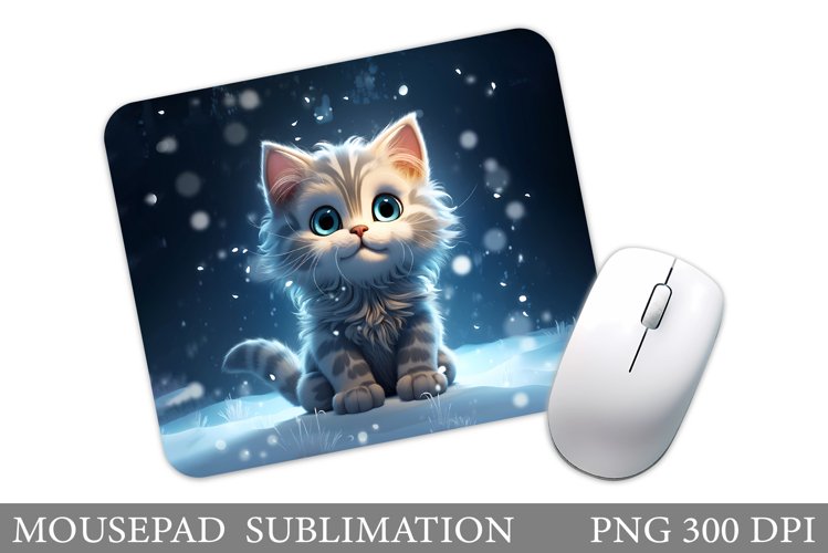 Winter Cat Mouse Pad. Cute Cat Mouse Pad Sublimation