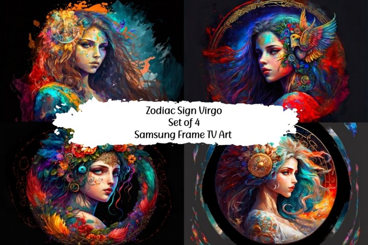 Samsung Frame Tv Art, Zodiac Sign Virgo Set of 4