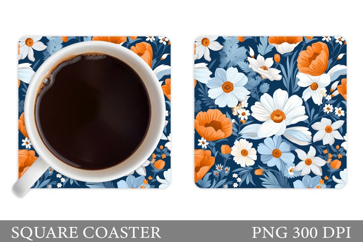 Flowers Square Coaster Design. Flowers Coaster Sublimation
