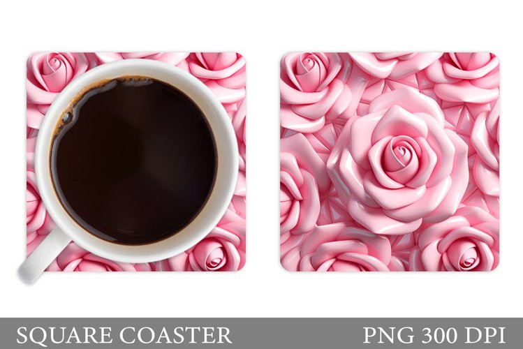 3D Roses Coaster Design. Rose Coaster Sublimation