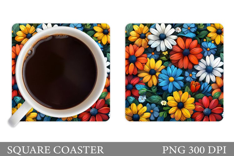 Flowers Coaster Sublimation. Floral Coaster Design (3571882)