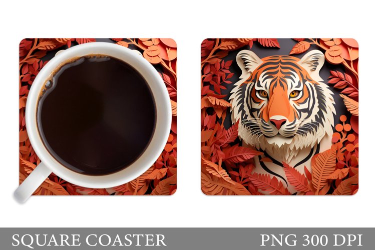 Tiger Coaster Design. 3D Tiger Coaster Sublimation