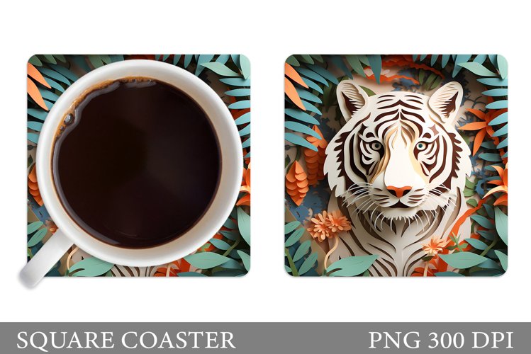Tiger Coaster Sublimation. 3D Tiger Coaster Design