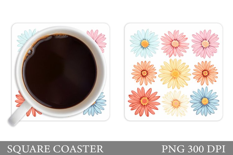 Daisy Flowers Coaster Design. Floral Coaster (3561673)