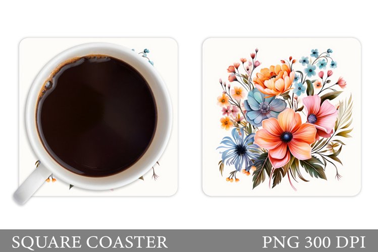 Flowers Square Coaster Sublimation. Flowers (3688698)