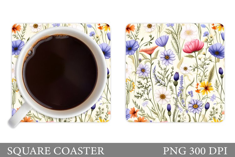 Wildflowers Coaster Design. Square Coaster Flowers (3220593)