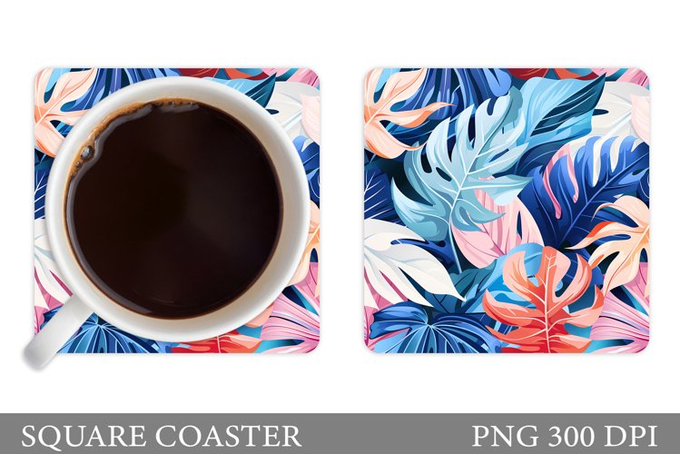 Tropical Leaves Coaster. Tropical Leaves Square Coaster