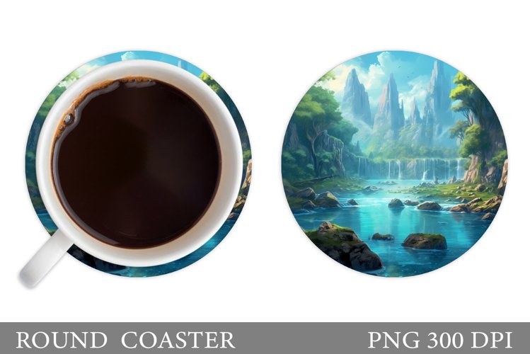 3D Mountains Coaster. River Coaster Design Sublimation